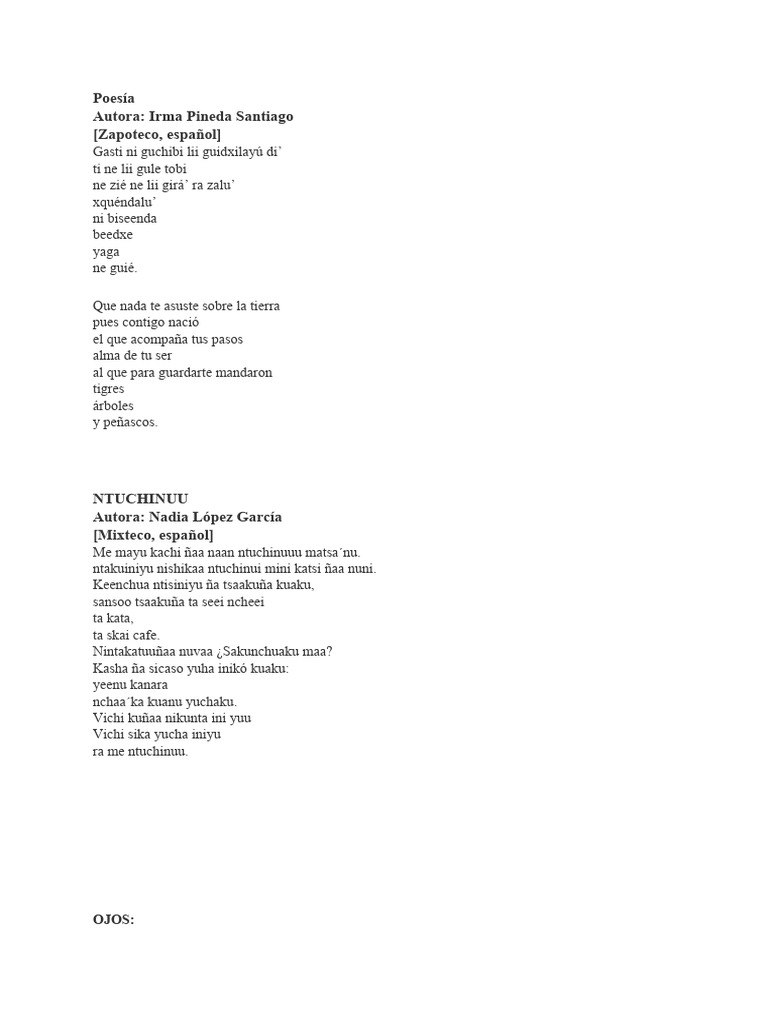 Poes aAutora Irma Pineda Santiago Zapoteco PDF