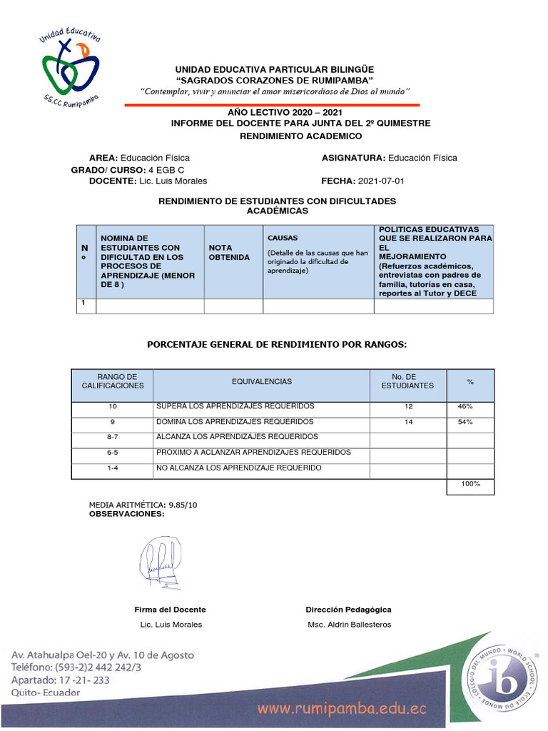 4C Egb - Quimestre2 - Educacion Fisica | PDF | Aprendizaje | Modificación de comportamiento