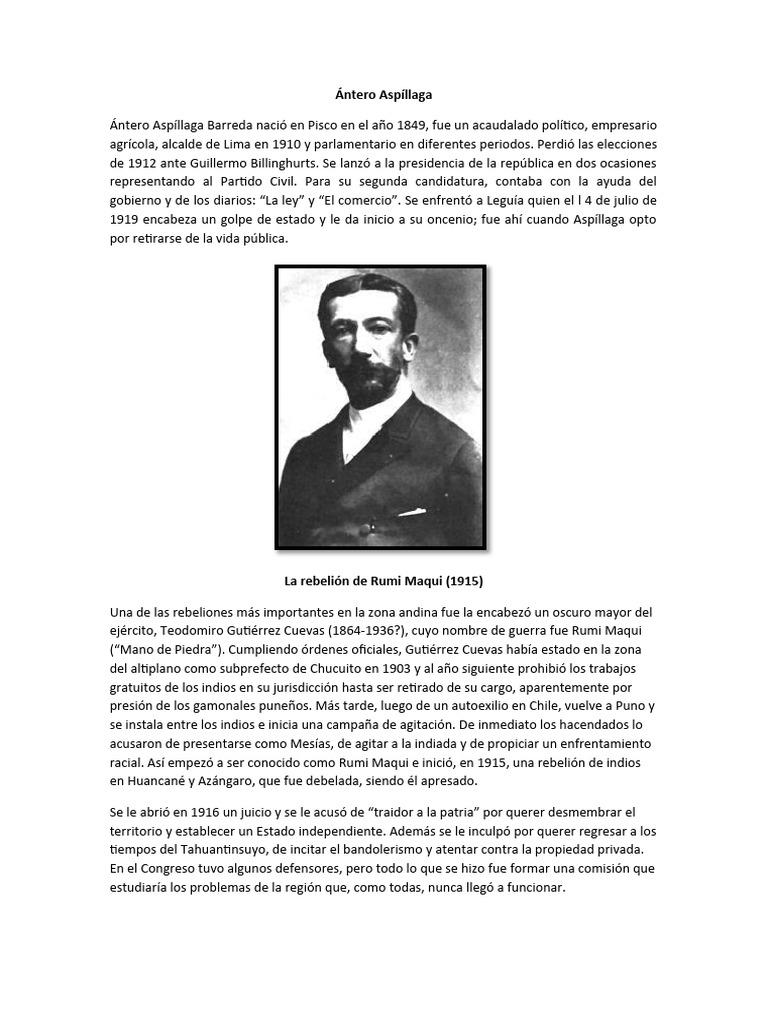 Ántero Aspíllaga | PDF | América del Sur | Gobierno