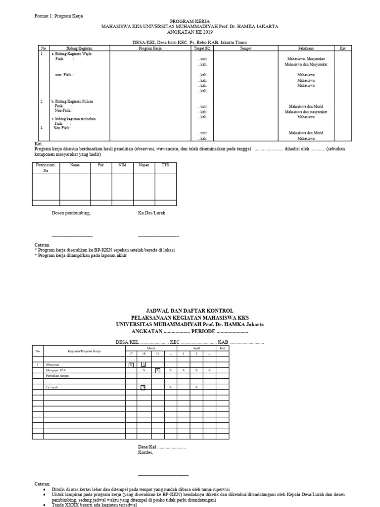 KKN Format Program Kerja | PDF