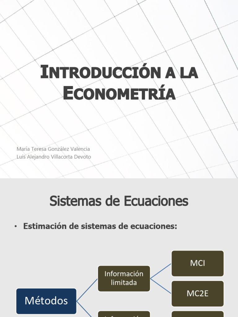 Métodos de Estimación en Econometría | PDF | Mínimos cuadrados ordinarios | Ecuaciones