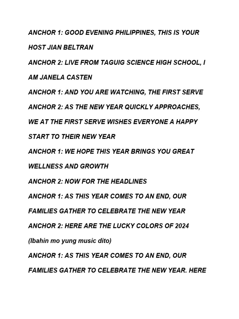 News Script Pdf 