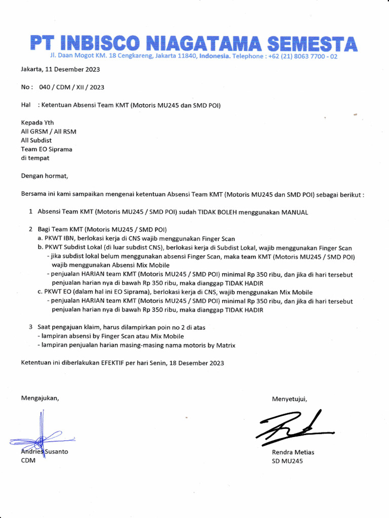 surat Team KMT-1 | PDF