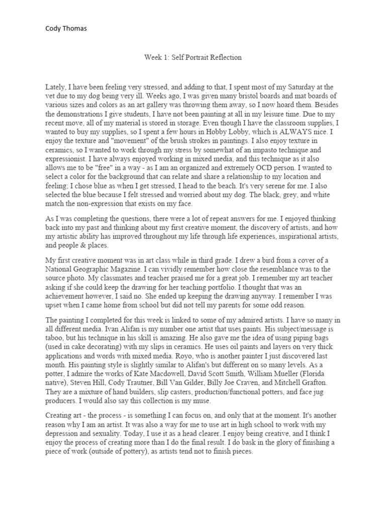 Self Reflection Self Portrait Project | PDF | Paintings