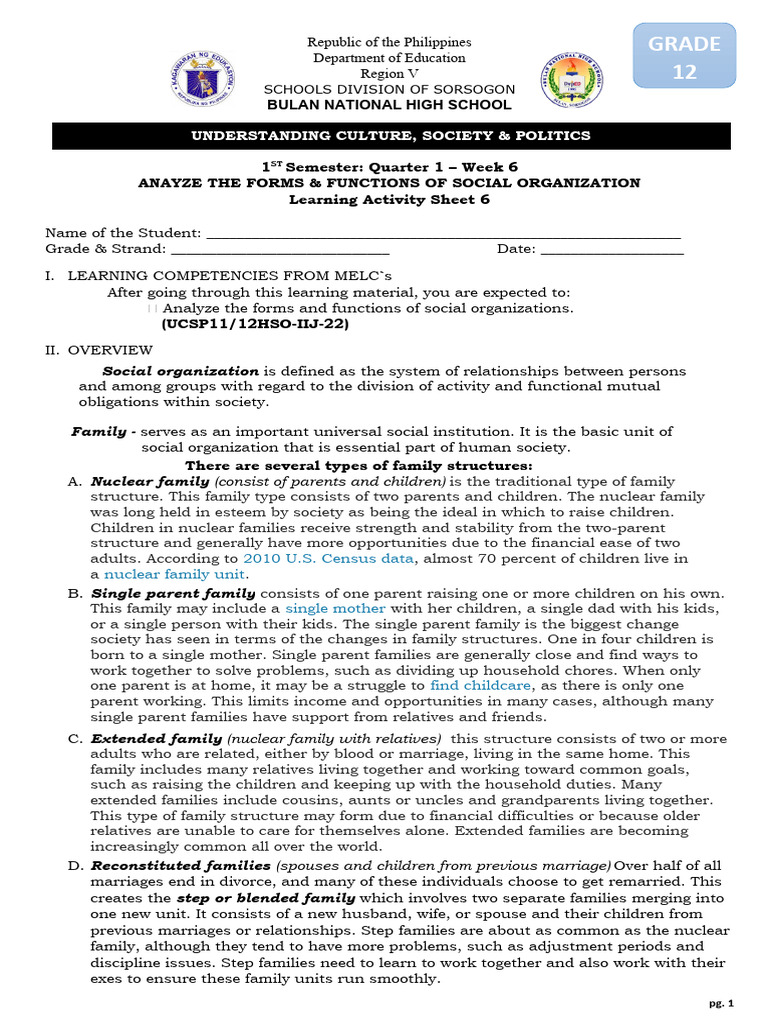 WEEK-6-LAS-UCSP | PDF | Kinship | Family