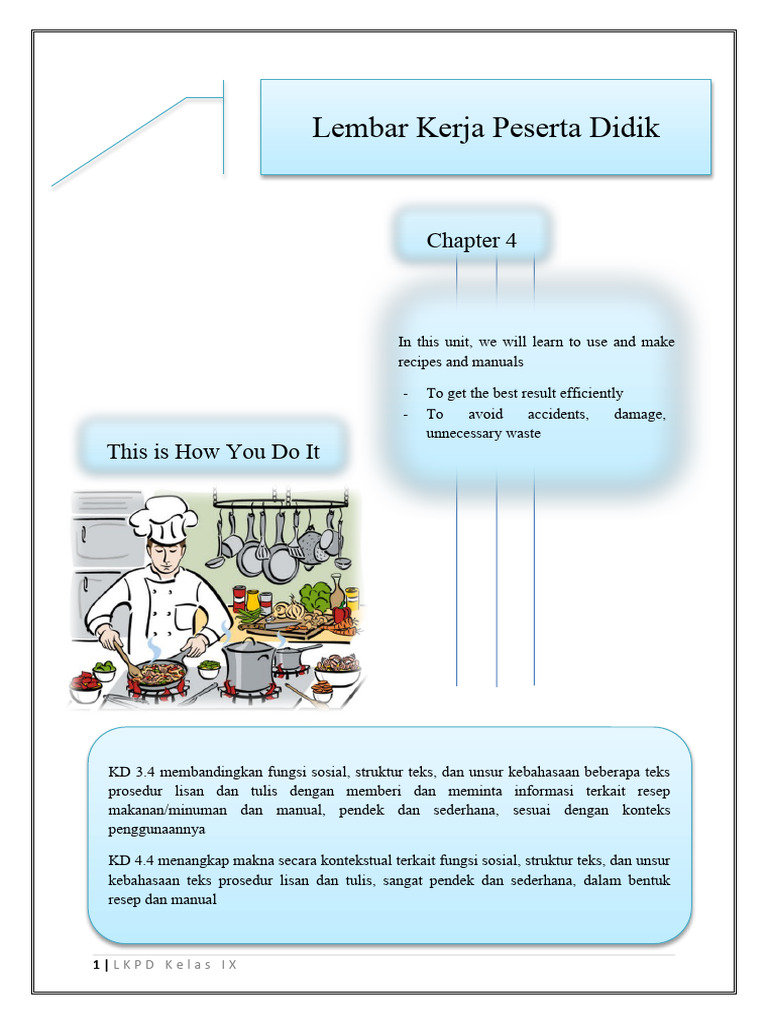 LKPD Kelas 9 - 3.4 - Procedure Text - By23 | PDF | Chicken Soup | Cooking