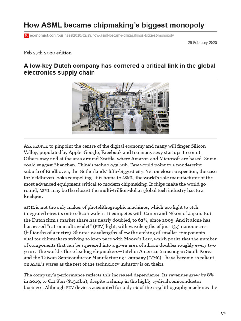 Asml Pdf Semiconductor Device Fabrication Physical Sciences