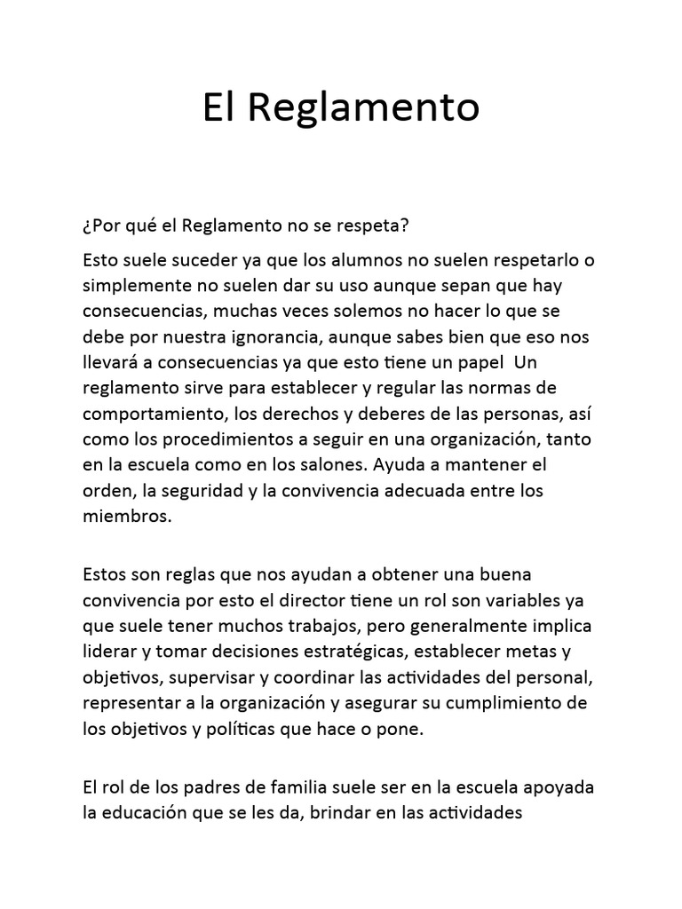 Importancia del Reglamento Escolar | PDF