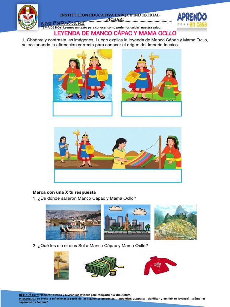 Leyenda de Manco Cápac y Mama Ocllo | PDF | Ciencias sociales | Libros ...