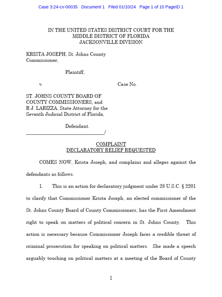 001 - Complaint | PDF | First Amendment To The United States ...