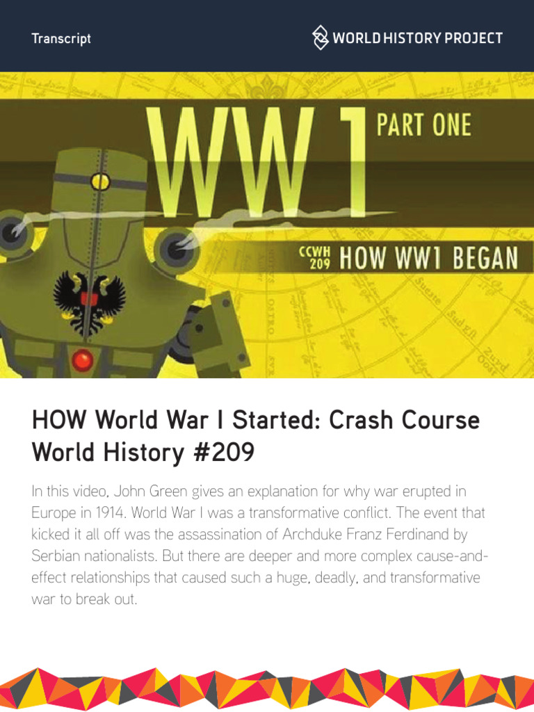 CC HOW World War I Started CCWH 209 | PDF | Austria Hungary | Conflicts