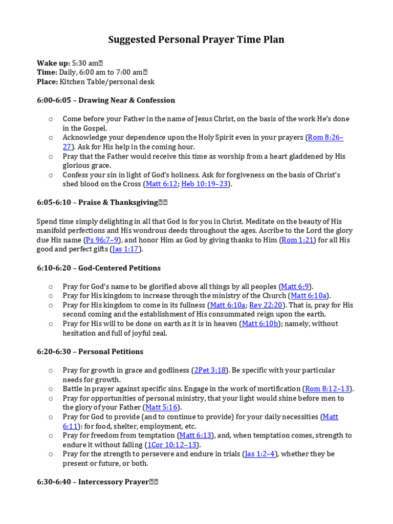 Personal Daily Prayer Plan | PDF | Prayer | Glory (Religion)