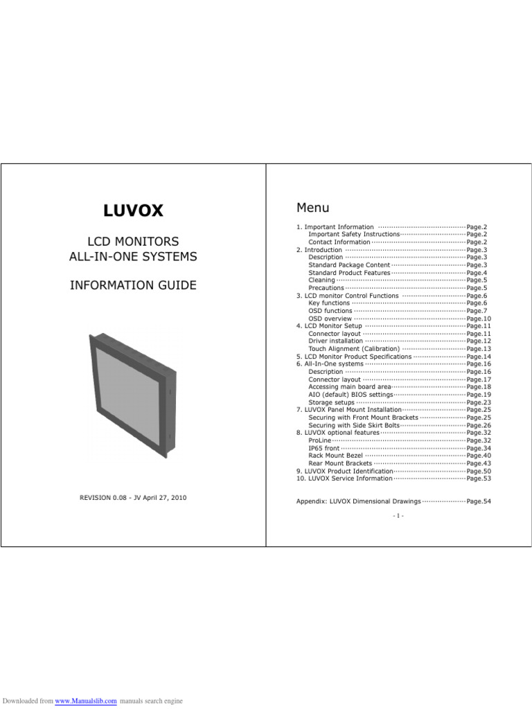 Luvox f100 | PDF | Computer Monitor | Menu (Computing)