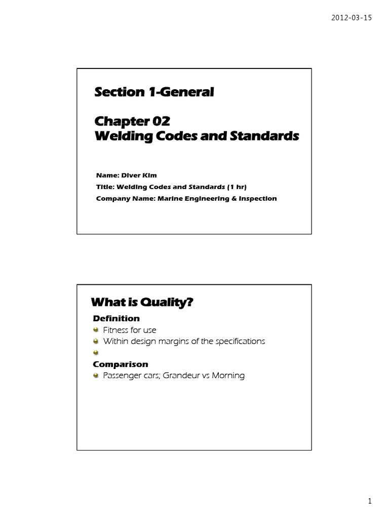 Welding Codes and Standards Overview | PDF | Specification (Technical ...