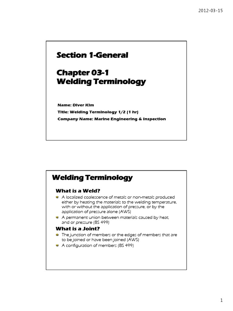 03 - 1 - Welding Terminology and Symbols - 0 | PDF | Welding | Construction