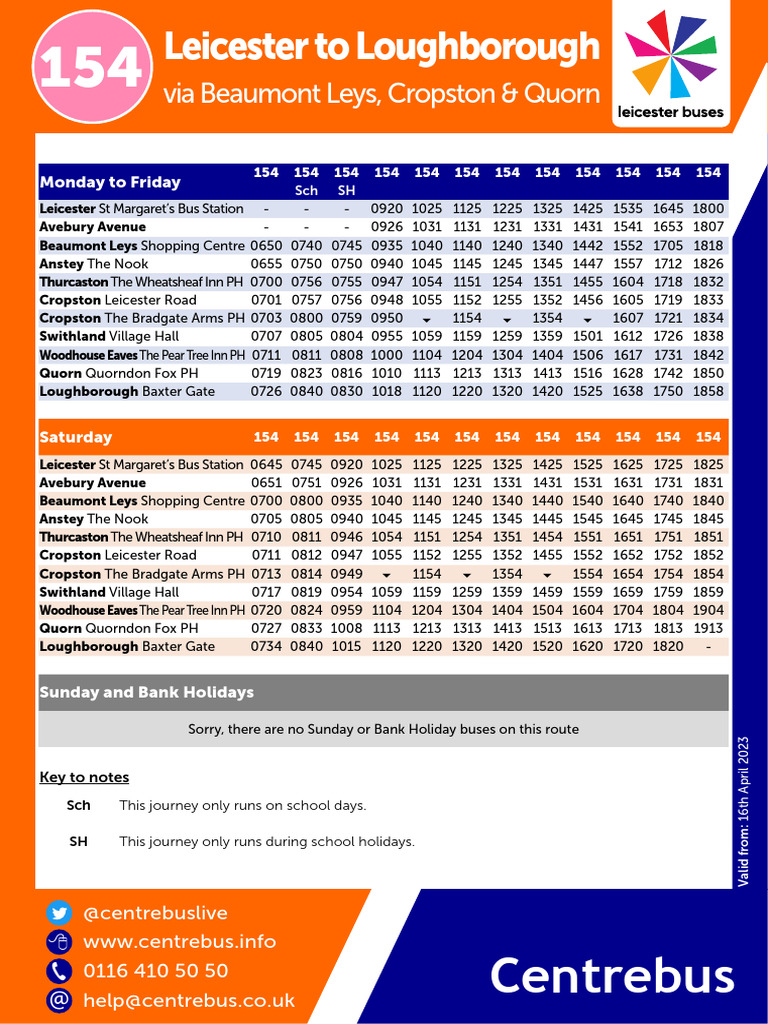 154 Timetable | PDF