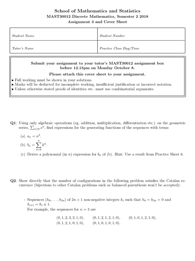 Discrete Math Assignment Guide | PDF