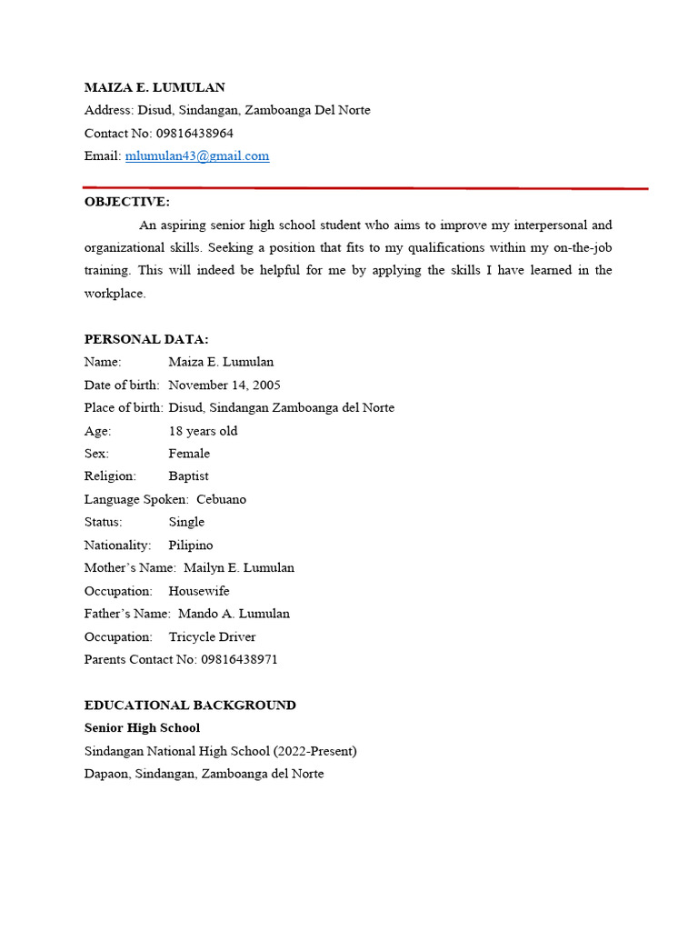 Ojt Resume | PDF | Human Communication