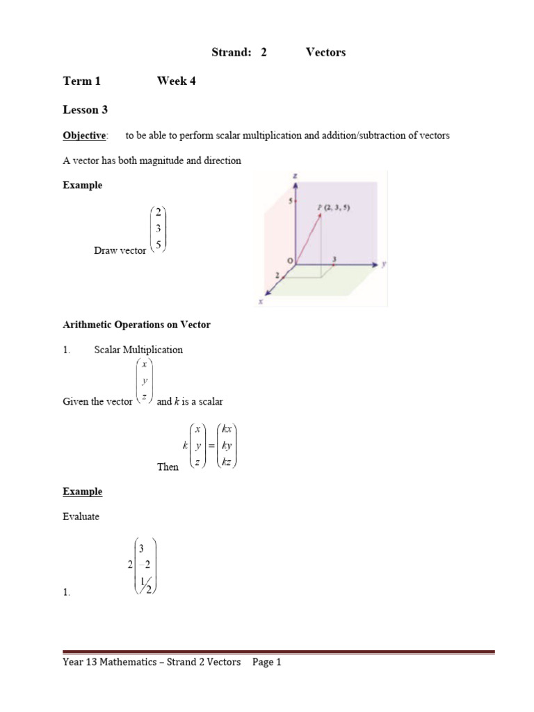 Y13 Maths Students Notes Strand 2 Vectors 2022 | PDF