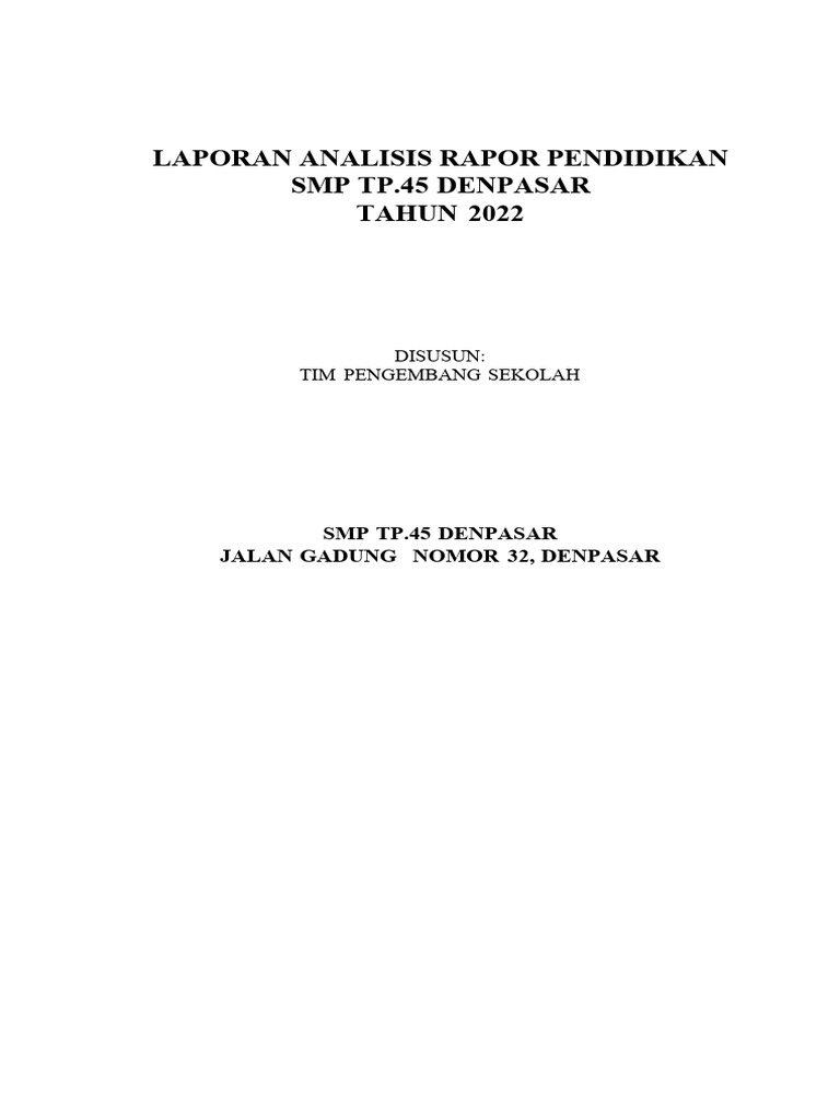 Laporan Analisis Rapor Pendidikan | PDF