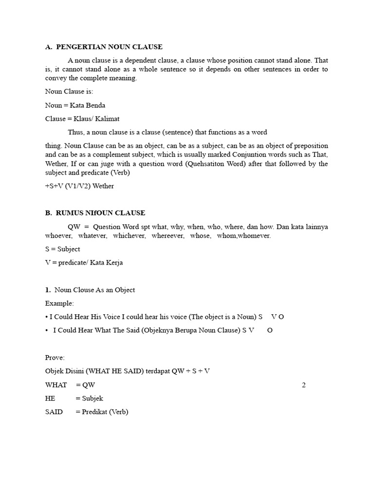 A Pengertian Noun Clause Download Free Pdf Sentence Linguistics