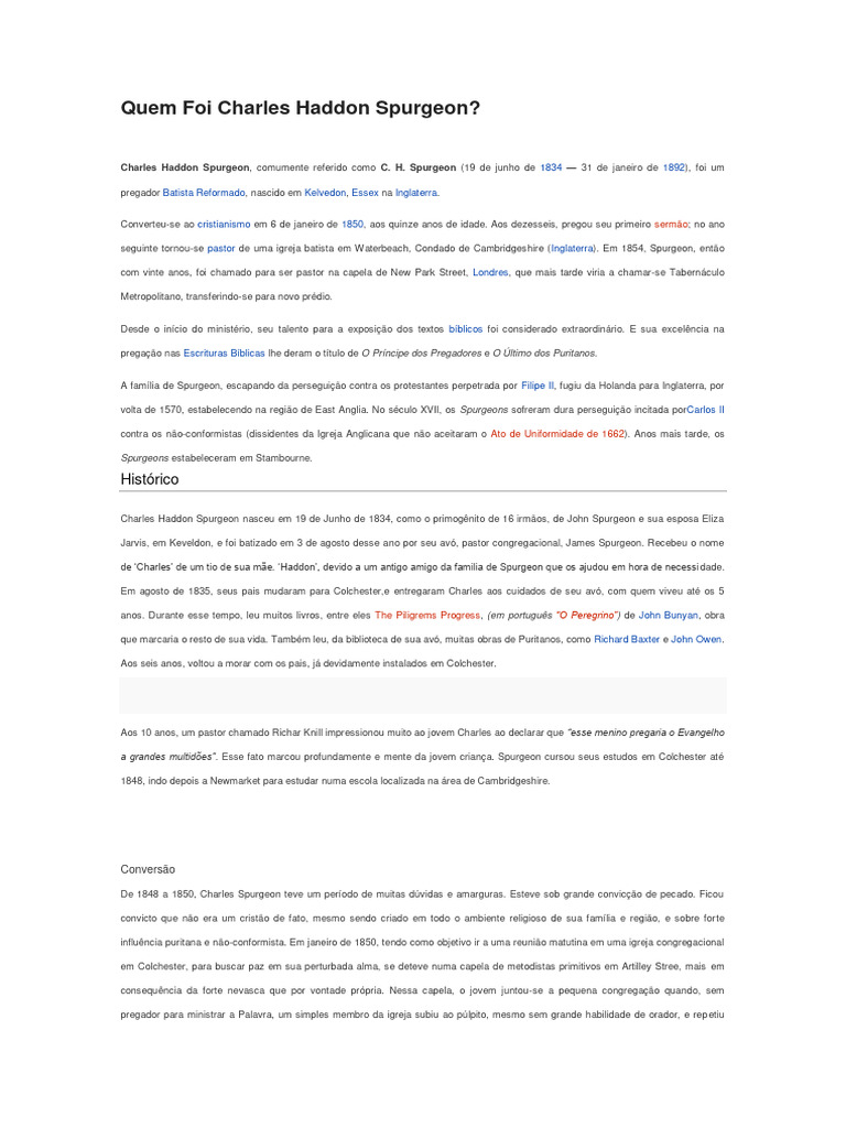 Biografia de Charles Haddon Spurgeon | PDF | Charles Spurgeon