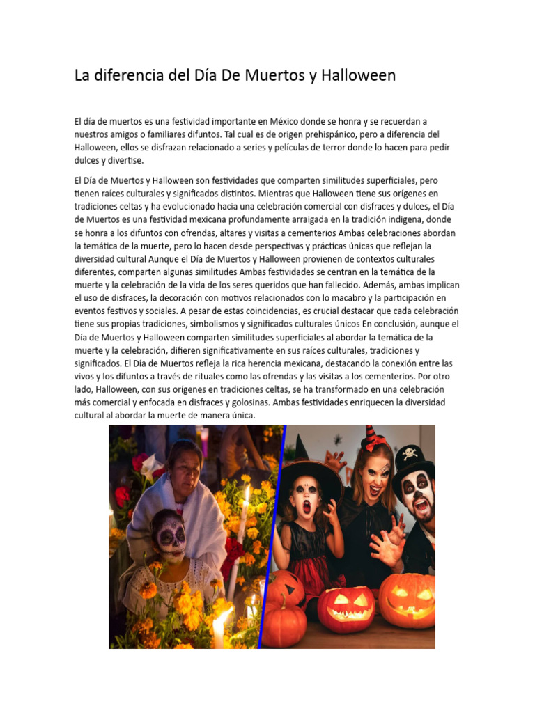 Diferencias Día de Muertos y Halloween | PDF