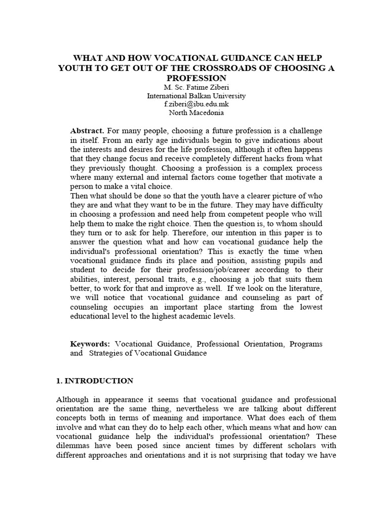 What and How Vocational Guidance Can Helpyouth To Get Out of The ...