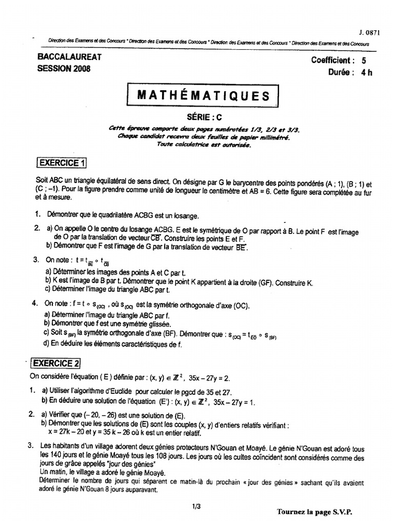 Bac C Math 2008 | PDF