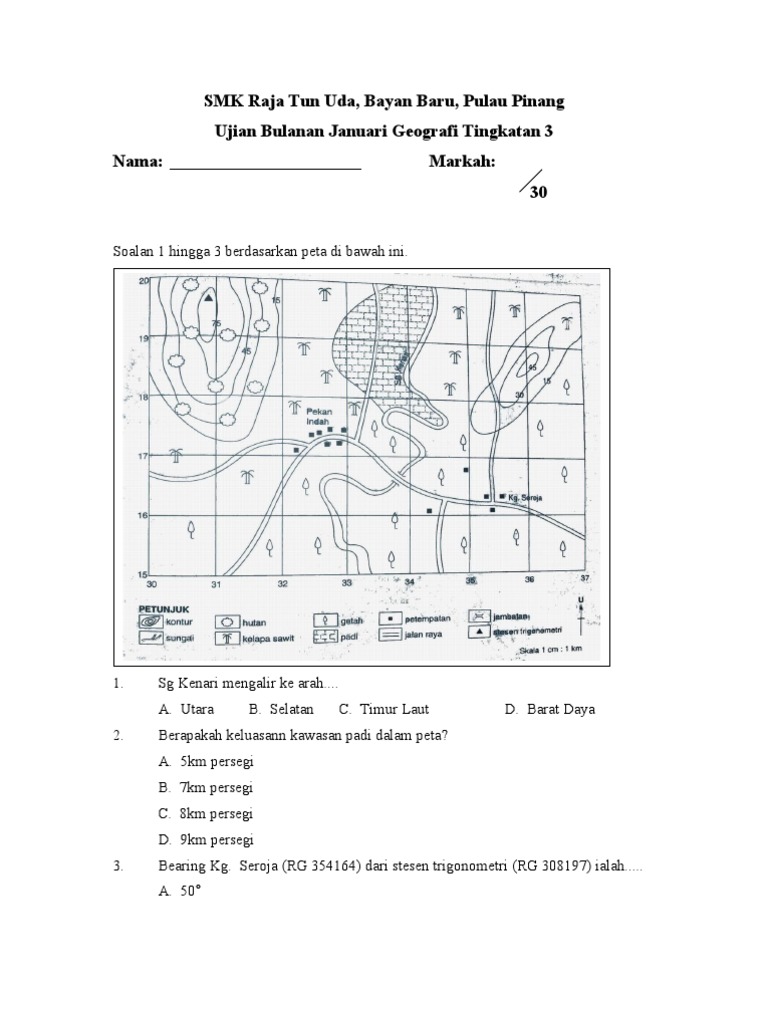 Kertas Soalan Ujian Bulanan Geografi - SMK Raja Tun Uda | PDF