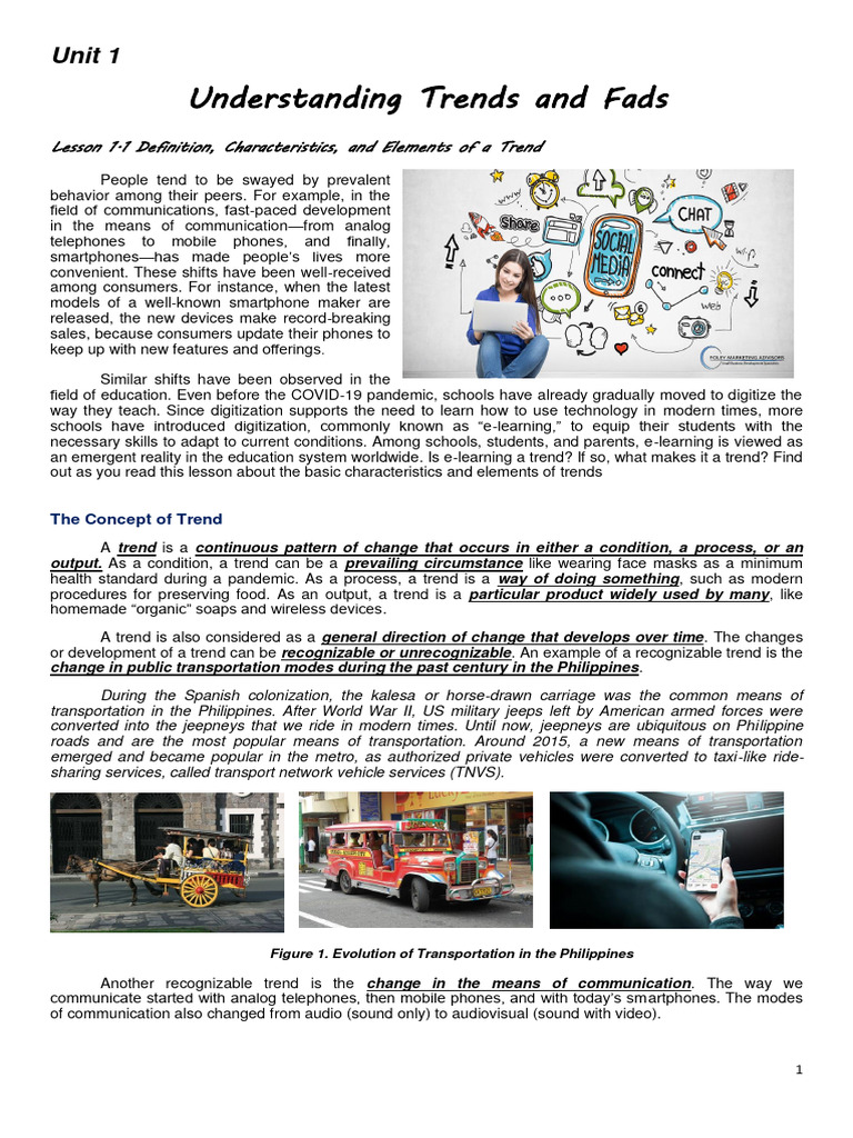 UNIT 1 Understanding Trends and Fads L1L2 | Download Free PDF | Social ...
