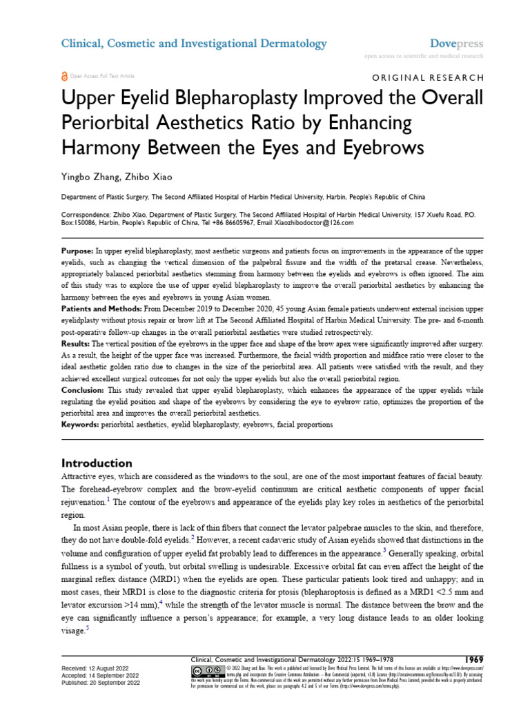 Upper Eyelid Blepharoplasty Improved The Overall Periorbital Aesthetics ... Upper Eyelid Blepharoplasty Improved The Overall Periorbital Aesthetics ...