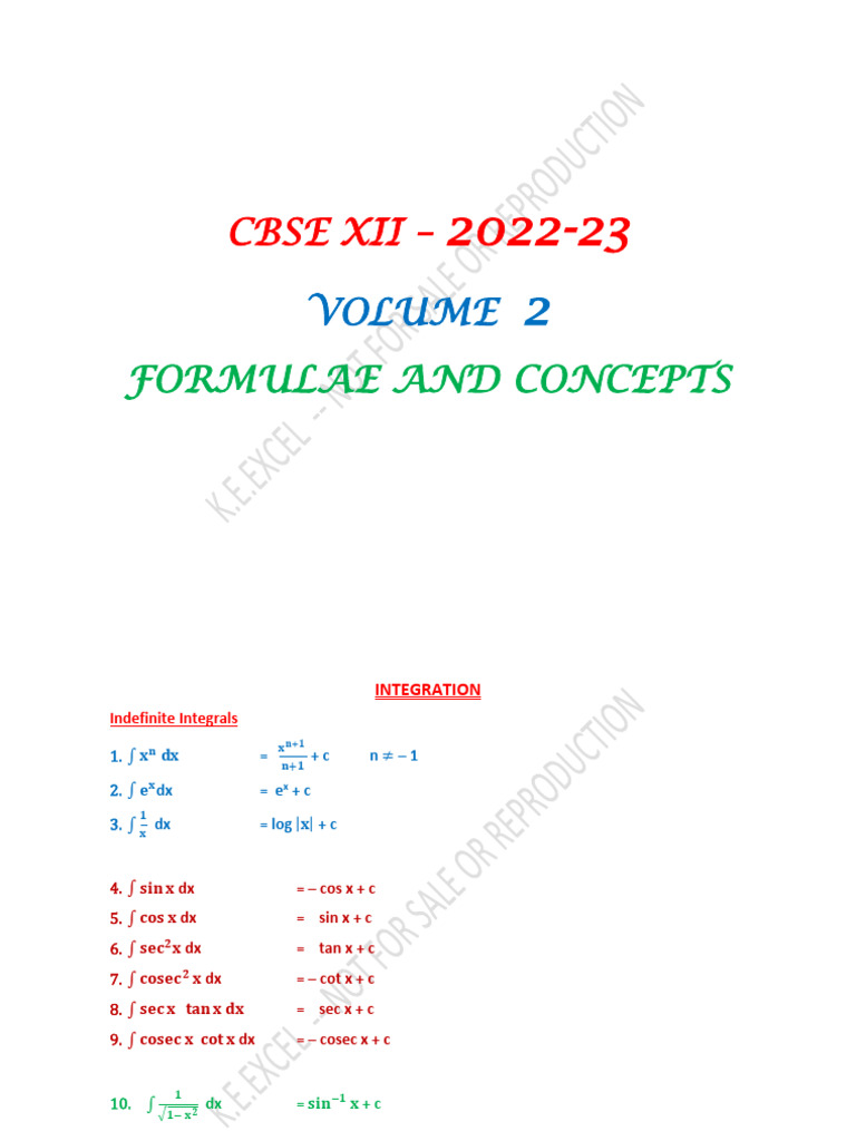 Cbse Xii Volume II - Formulae and Concepts | PDF | Polynomial ...
