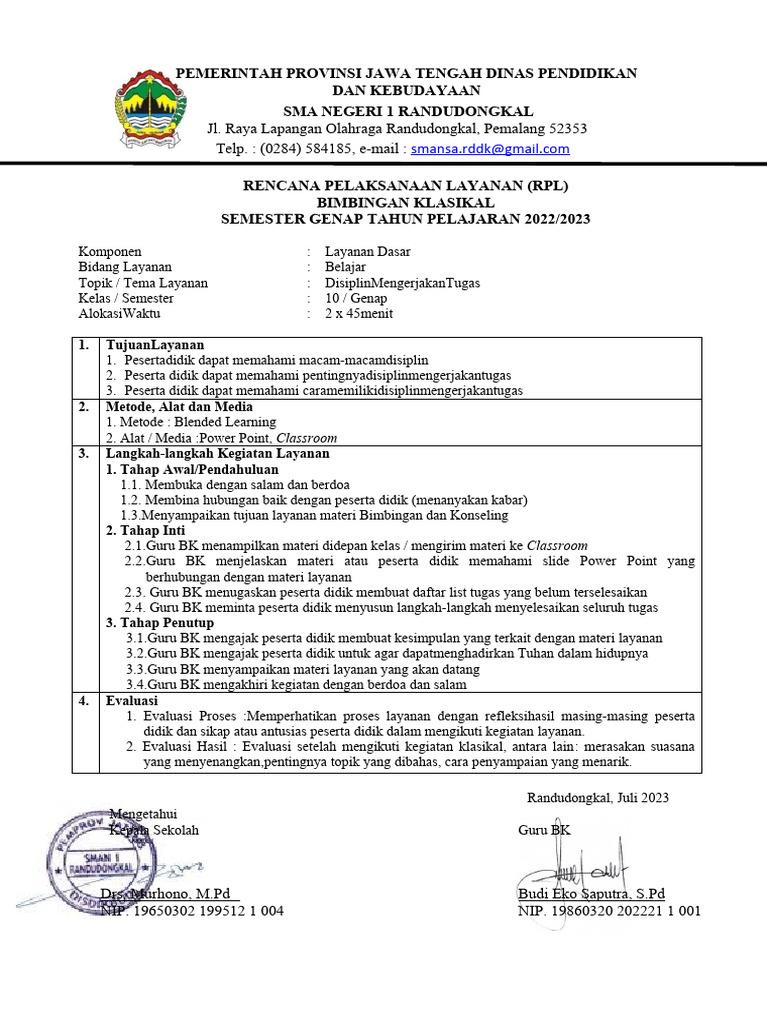 Contoh RPL DISIPLIN MERDEKA BELAJAR | PDF