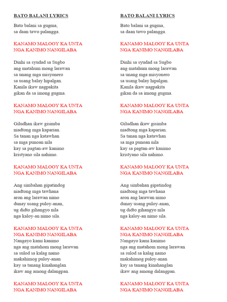 Bato Balani Lyrics | PDF