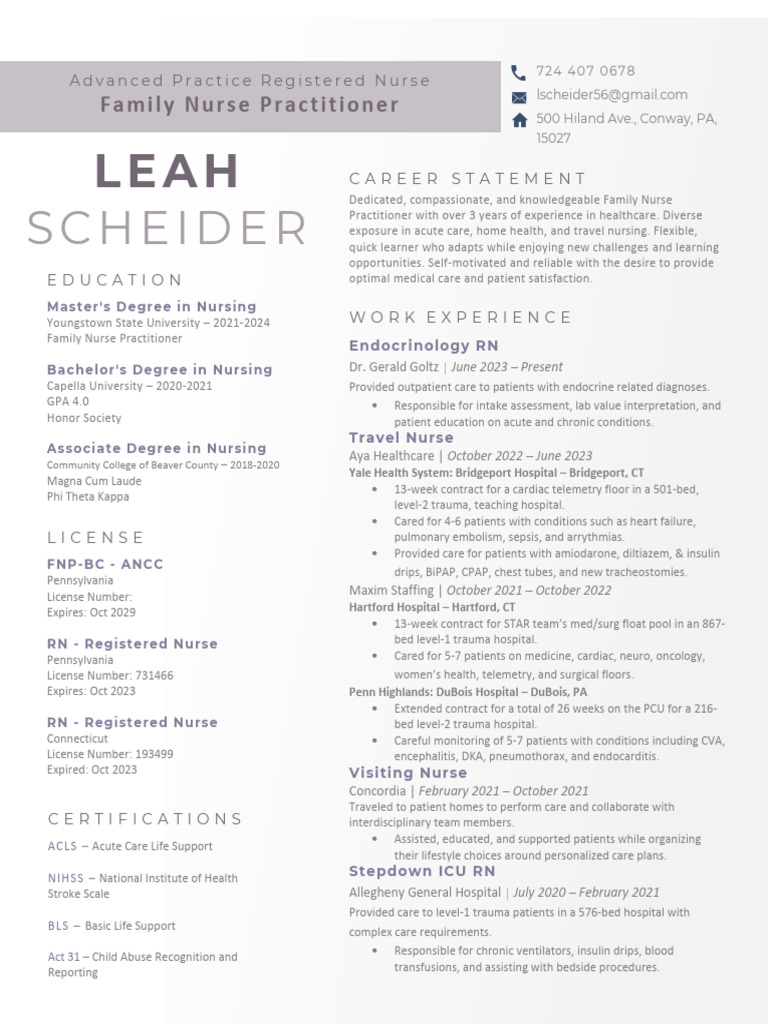 Scheider Resume FNP | PDF