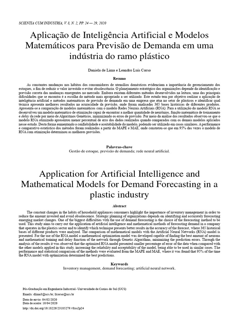 Aplicacao de Inteligencia Artificial e Modelos Mat | PDF