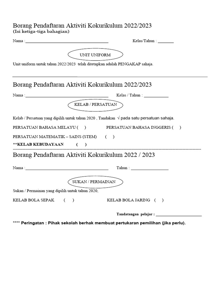 Borang Pendaftaran KK 2020 | PDF