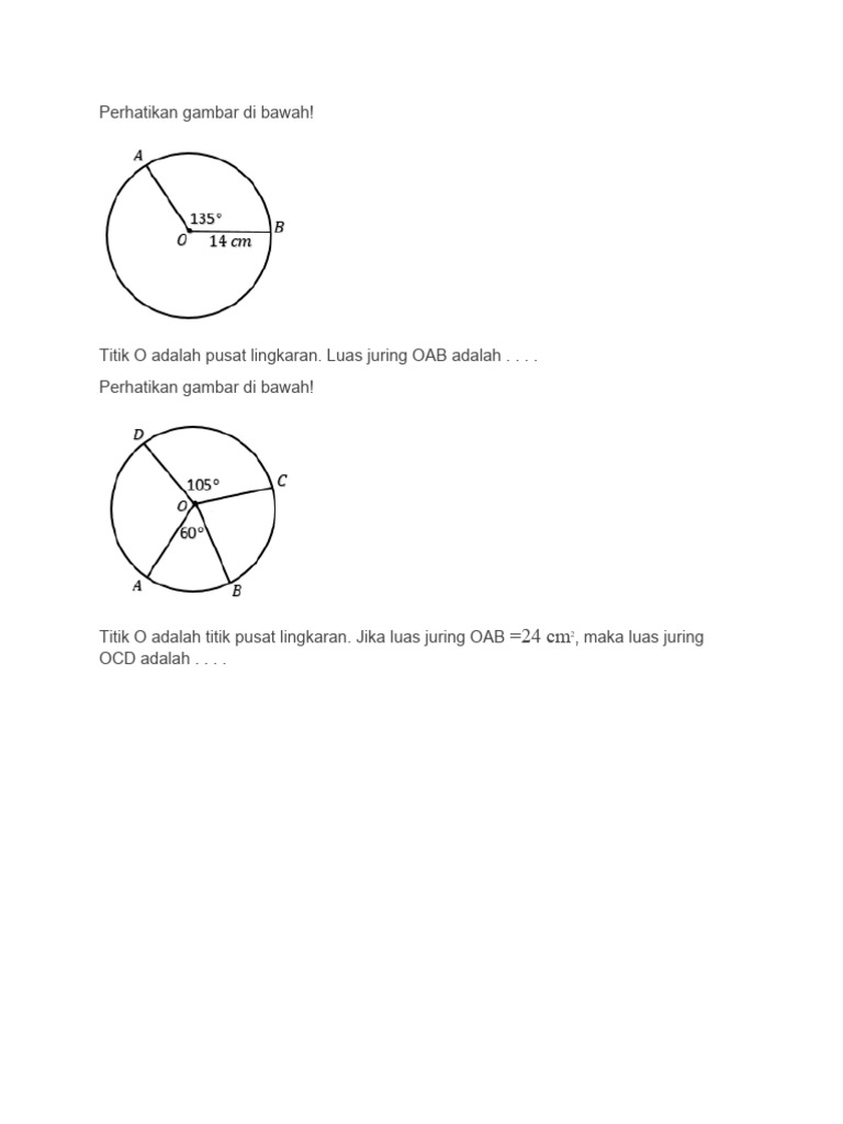 Soal Latihan Panjang Busur Dan Luas Juring | PDF