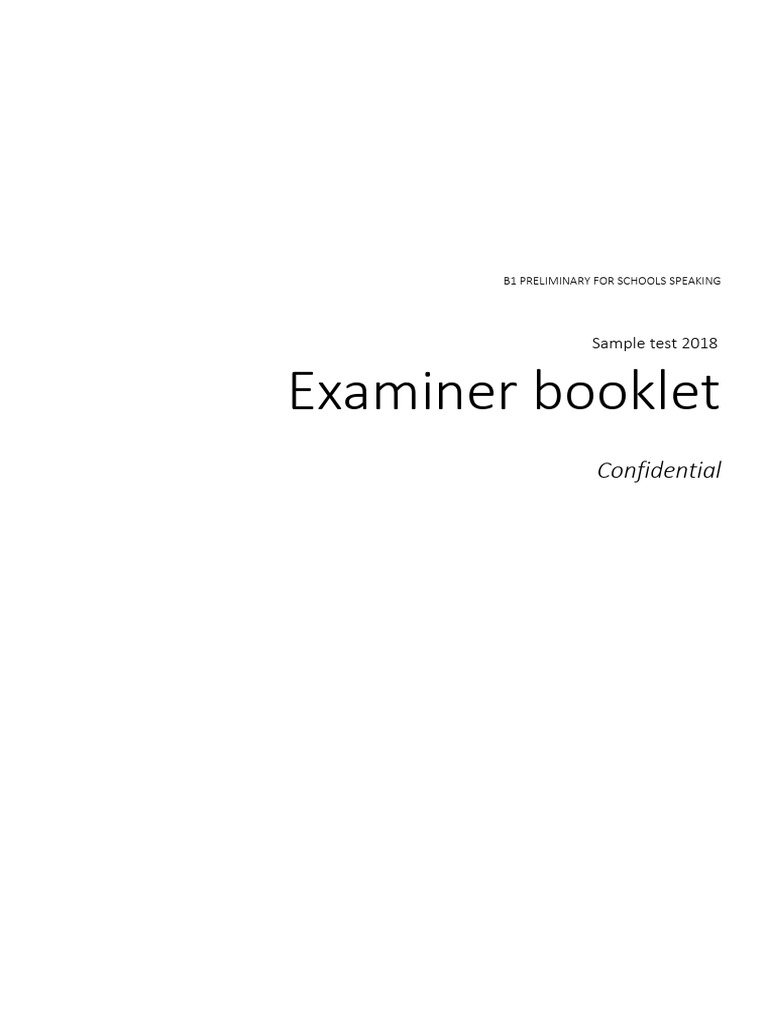 B1 Preliminary Schools 2020 Sample Tests Speaking Pdf