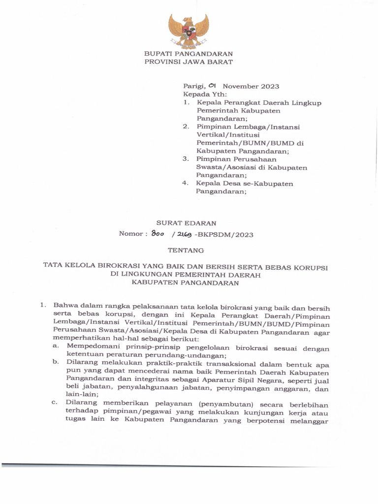 Se Bupati - Larangan Jual Beli Jabatan - TTD - Stempel | PDF