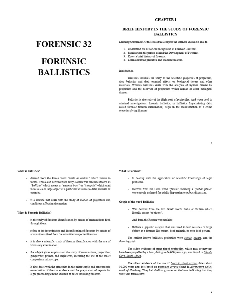 Forensic 32 Chapter 1 | PDF | Ballistics | Forensic Science