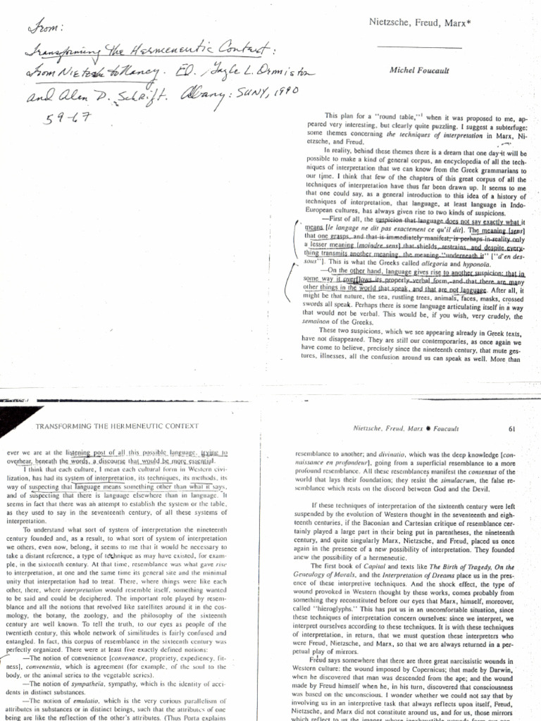 Foucault Nietzsche Freud Marx | PDF