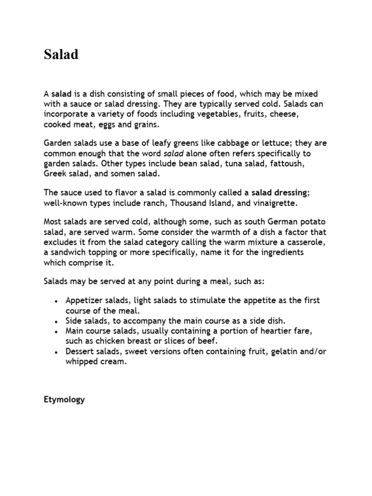 Salad | PDF | Salad | Food Ingredients