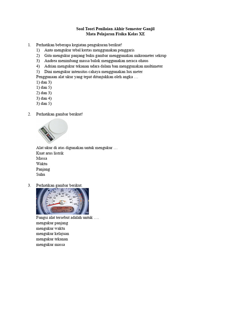 Soal UAS Fisika Kelas XE 1-10 | PDF | Metode & Bahan Ajar | Teknologi & Rekayasa