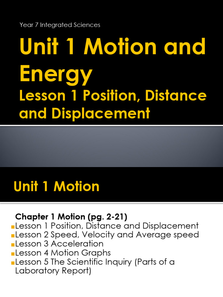 Year 7 Motion: Position & Displacement | PDF | Velocity | Distance