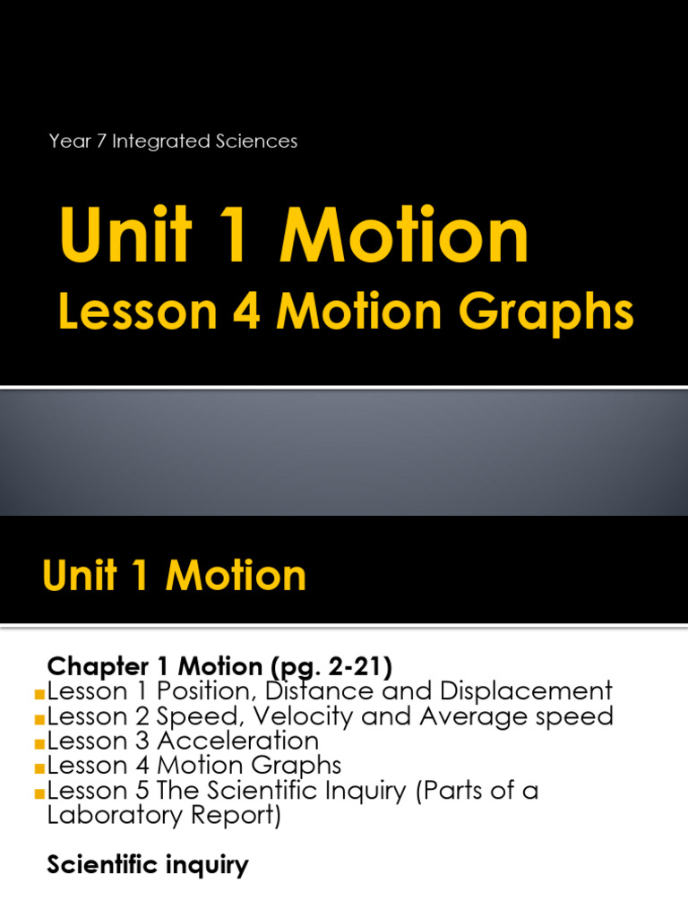 Y7 Unit 1 Motion Lesson 4 Motion Graphs YW | PDF | Slope | Acceleration