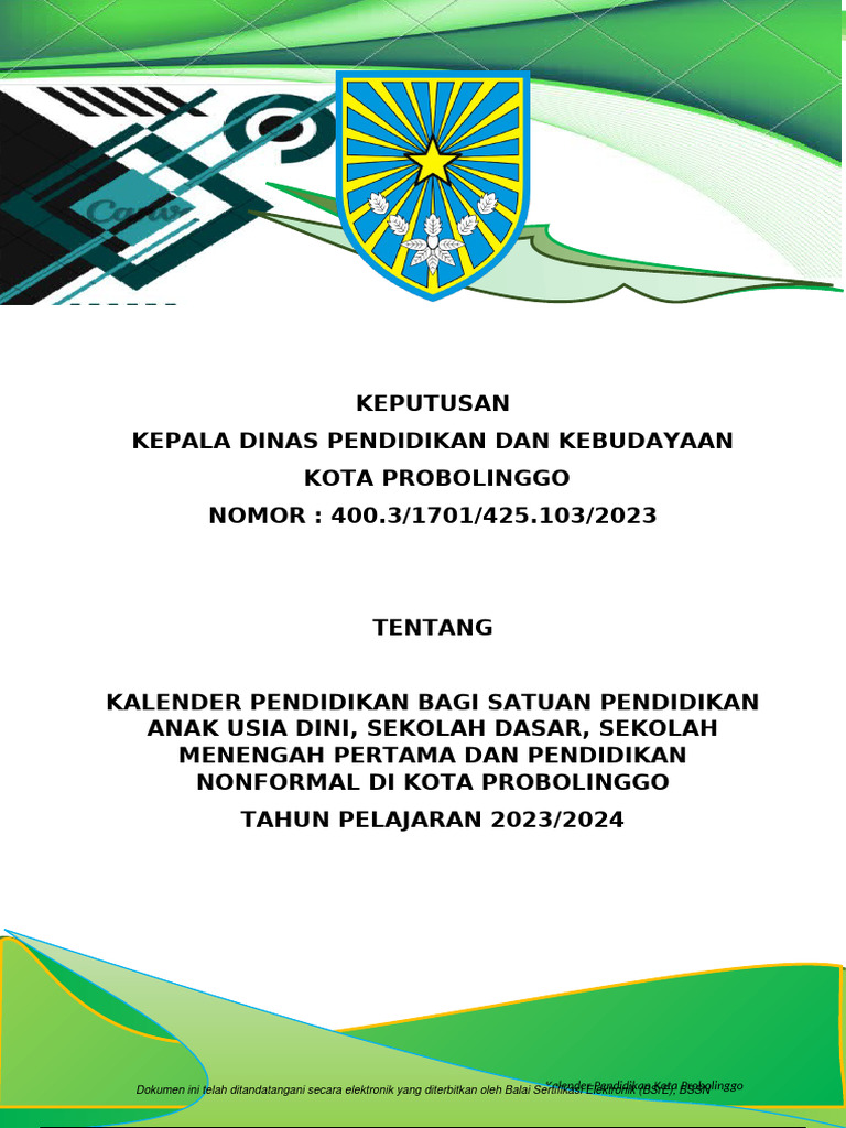 Kalender Pendidikan Probolinggo 2023/2024 | PDF