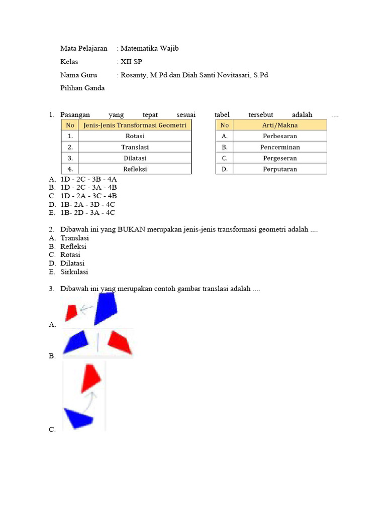 Soal Matematika Kelas XII | PDF | Metode & Bahan Ajar
