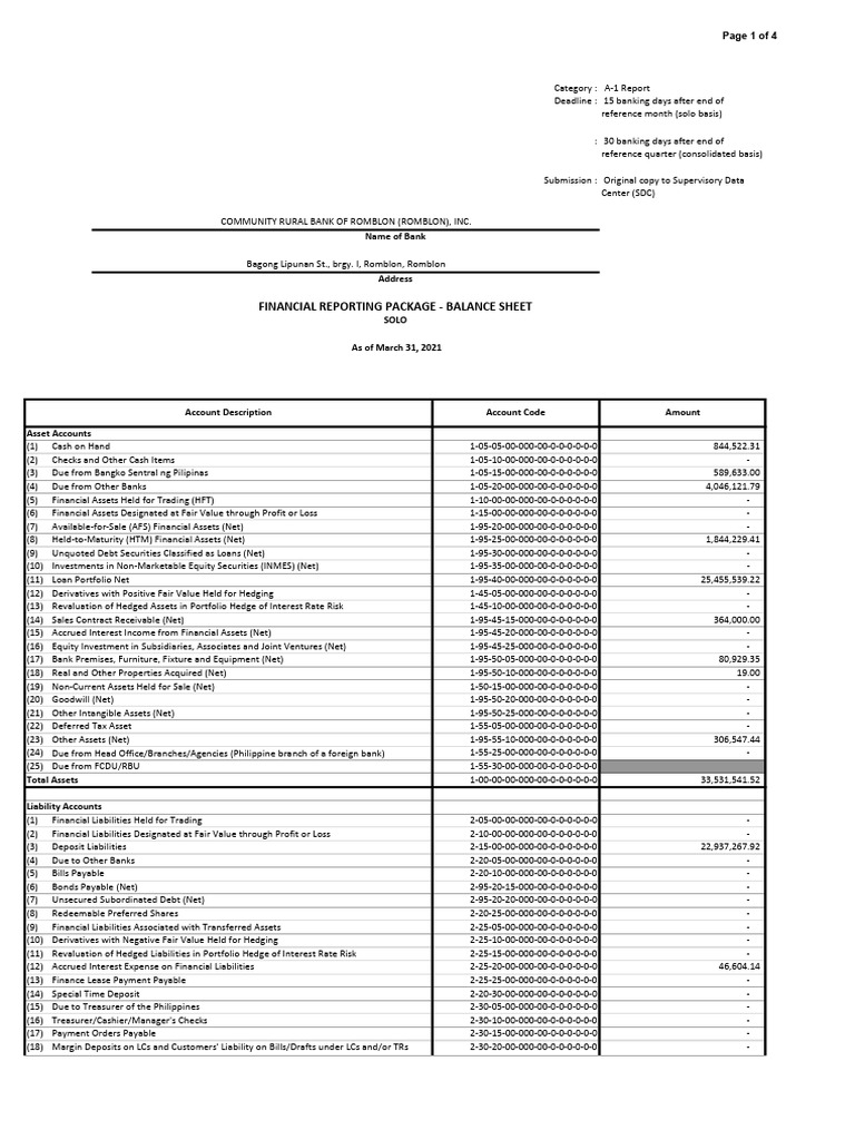 Financial Reporting Package Summary | PDF